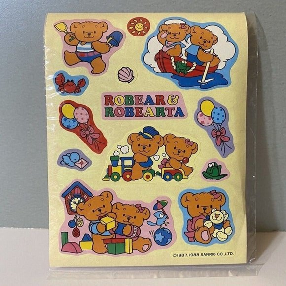 Sanrio | Other | Vintage Sanrio 988 Artbloom Robear Robearta Stickers ...